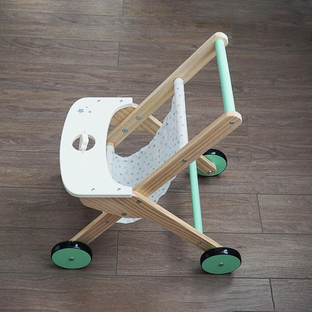 WOODEN WALKER CHILDRENS Doll Stroller Toy Playhouse Kids Stand Walker ...