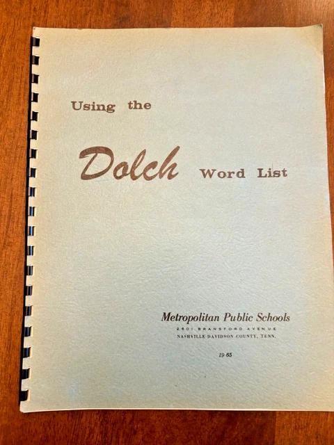 USING THE DOLCH Word List Nashville Tennessee TN Public Schools 1965 ...