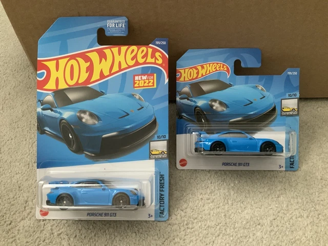Hot Wheels Blue Porsche 911 Gt3 Factory Fresh X 2 Long And Short Cards