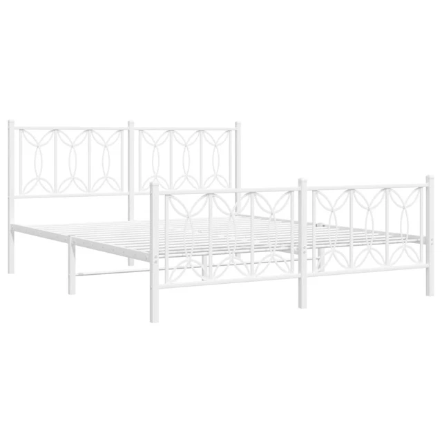 METAL BED FRAME with Headboard and Footboard White 150x200 cm King Size ...