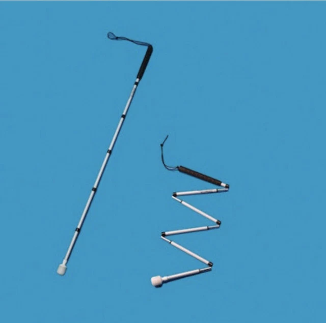 RNIB/AMBUTECH FOLDING GRAPHITE long cane 135cm roller marshmallow tip ...