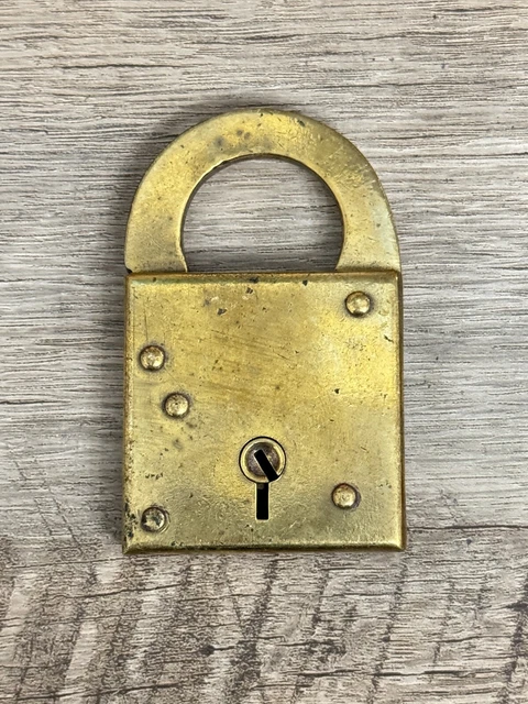 VINTAGE ANTIQUE OLD Brass Padlock Lock No Key £23.73 - PicClick UK