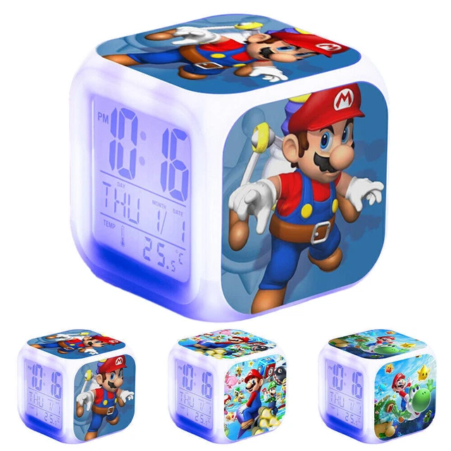 SUPER MARIO LED Alarm Clock Digital Kids Child Gift 7 Color Changing ...