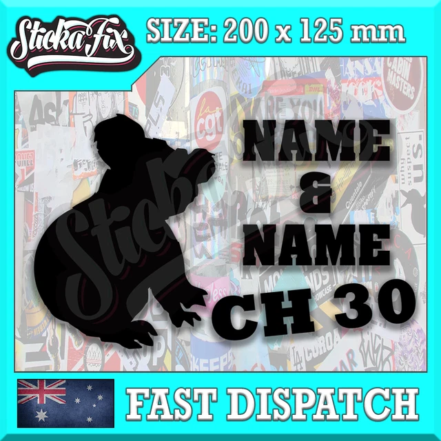 UHF 40 STICKER Your Names & Channel Number Radio Decal Caravan 4x4 4wd ...