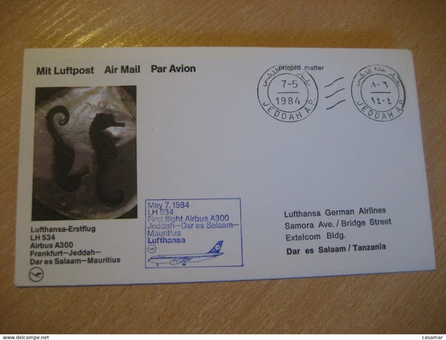 JEDDAH DAR ES Salaam Port Louis 1984 Lufthansa Boeing Airline First ...