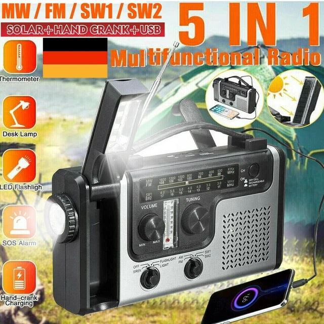 SOLAR RADIO HANDKURBEL AM/FM SOS Notfall Handy Ladegerät LED Taschenlampe USB £26.63 - PicClick UK