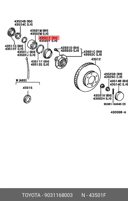 VÉRITABLE JOINT DE moyeu d'origine, 9031168003 pour TOYOTA 90311-68003 ...
