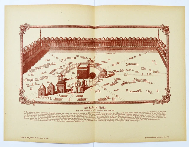 ANTIQUE 1880 MECCA Makkah Kaaba Engraving Saudi Arabic Islamic Photo £ ...