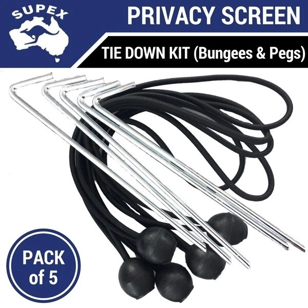 CARAVAN PRIVACY SCREEN Tie Down Kit 5 Bungee Cords & Pegs Pack suits ...