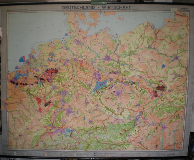 SCHULWANDKARTE WALL MAP School Map Germany Steel Coal Germany 246x195cm ...