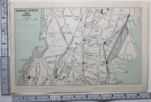 1959 INDIA INDIAN Pakistan Tourist Map North Bombay & Parel Grain Depot ...