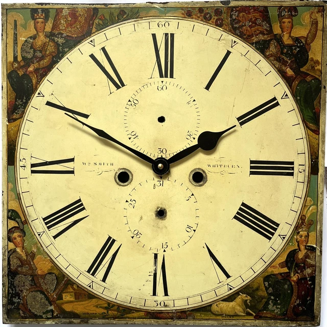 ORIGINAL REVAMPED HAND-PAINTED Grandfather Longcase Clock Dial & Modern ...