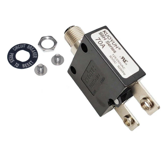 KUOYUH CIRCUIT BREAKERS 98 & 98H Series 3-80A 125/250VAC 32VDC-50VDC w ...