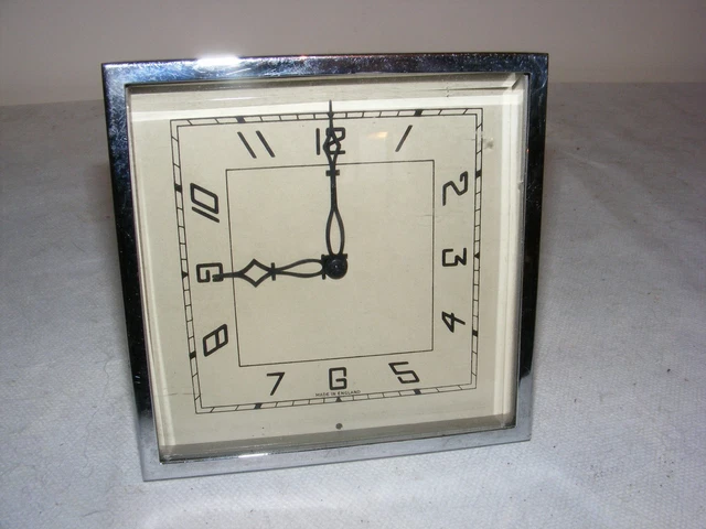 VINTAGE ABEC ART DECO CHROME MANTLE CLOCK EASEL STAND 1930's ...
