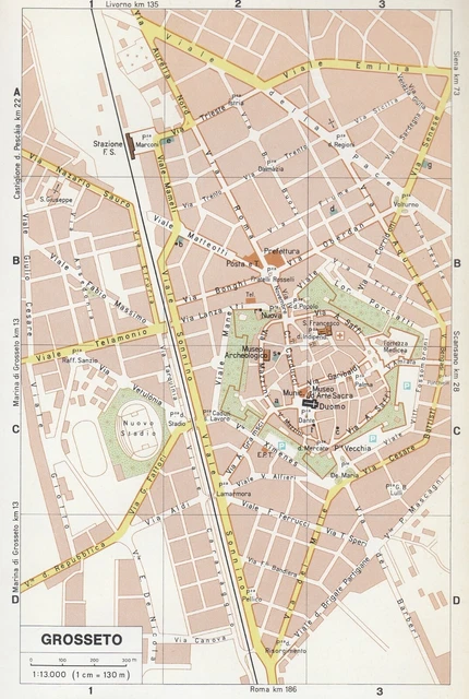 C3870 GROSSETO, PIANTA della città, Mappa epoca, Vintage map EUR 7,90 ...