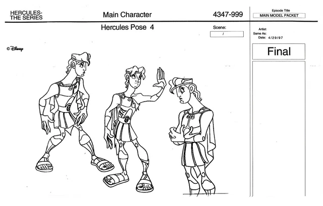 DISNEY HERCULES TV SERIES 1997 Production Studio Copy HERCULES Model ...