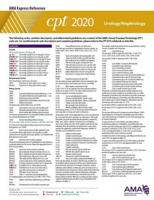 CPT 2020 EXPRESS Reference Coding Card: Urology/Nephrology by American ...