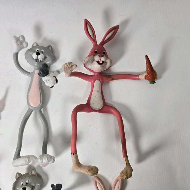 RUSS BENDY CAT and Rabbit Bunny Vintage Bend Em Action Figure Lot of 6 ...
