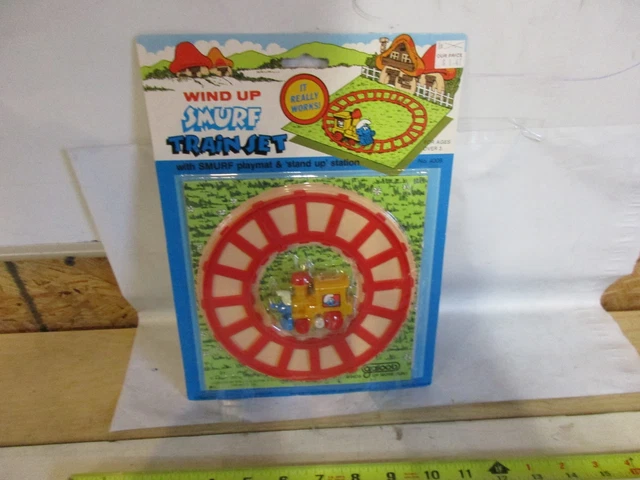 SMURF TRAIN SET Wind Up Galoob VTG 1982 On Card NEW Vintage track 1982 ...