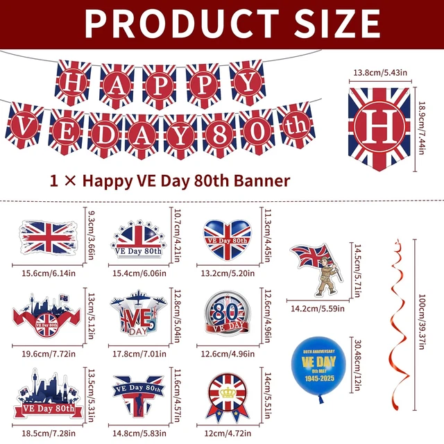 VE DAY 80TH Anniversary Decorations 2025 VE Day Decorations V Day 80Th ...