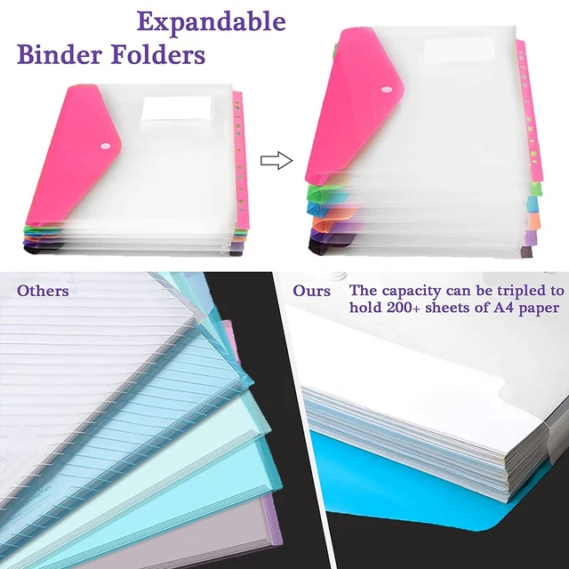 12 PCS A4 Binder Expandable Envelopes Clear Plastic Envelopes for ...