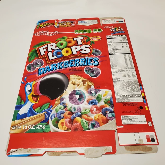 KELLOGGS FROOT LOOPS Cereal Box Darkberries Dark Berries Limited 2007 2009 Fruit £26.60 ...