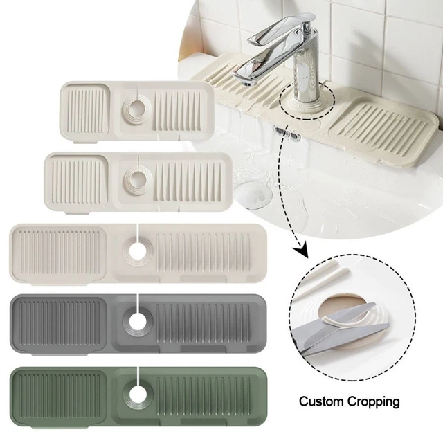 SILICONE FAUCET SPLASH Pad Splash Guard Behind Faucet Foldable Drainage ...