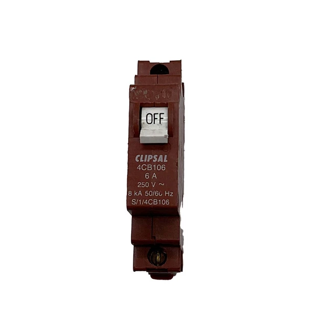 CLIPSAL MINIATURE CIRCUIT Breaker 1 Pole 6A 8kA 240V 4CB106 $5.99 ...