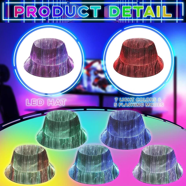 ADJUSTABLE LED LIGHTED up Hat Glow Club Party Bucket Cap Hats for 56 ...