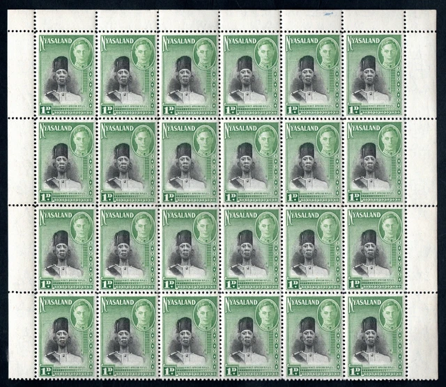 1945 NYASALAND KGVI 1d - MARGINAL BLOCK x 24 - MNH - SG 145 £3.00 - PicClick UK
