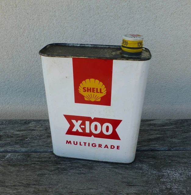 ANCIEN BIDON SHELL X 100 MULTIGRADE OIL CAN DECO GARAGE AUTOMOBILIA EUR ...