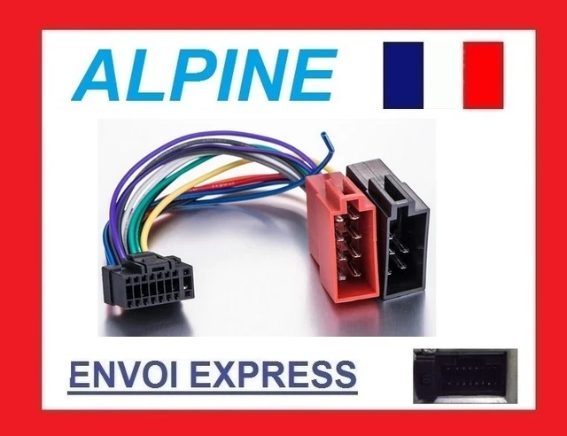 ISO HARNESS AUTORADIO Alpine 16Pin Faisceau Complet Cda Cde Cdm Ctm Cva ...