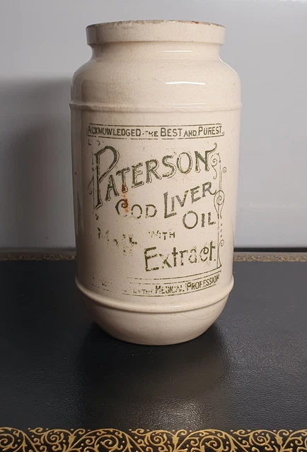 VICTORIAN STONEWARE JAR Paterson Cod Liver Oil with Malt Extract £20.00 ...