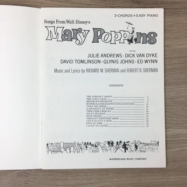 Walt Disneys Mary Poppins 3 Chords Easy Piano Book Wonderland