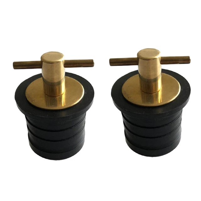 2X BRASS 1-1/4& inch Turn-Tite Boat Bailer Transom Live Well Drain Plug ...