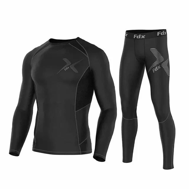 MEN COMPRESSION BASE Layer Suit Thermal Skin Under Full Tights Shirt ...