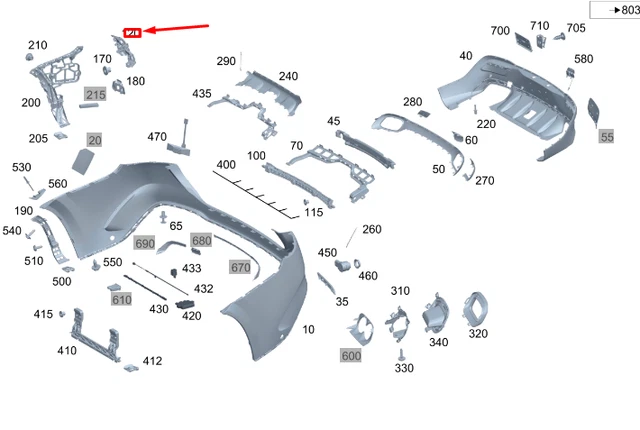 MERCEDES-BENZ GLE W167 Coupé Arrière Gauche Du Pare-Chocs Gauche ...