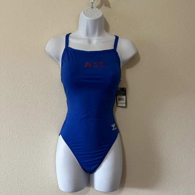 SPEEDO BLUE ENDURANCE One Piece Swimsuit Flyback Training Competitive ...
