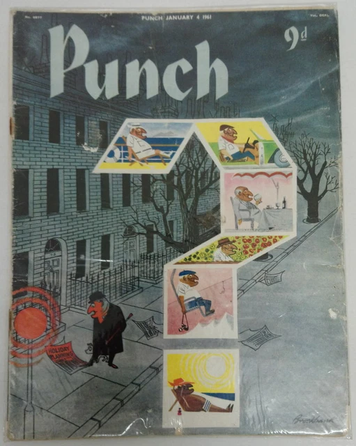 VINTAGE PUNCH MAGAZINE : January 4th 1961 - Humour Cartoons Adverts £5. ...