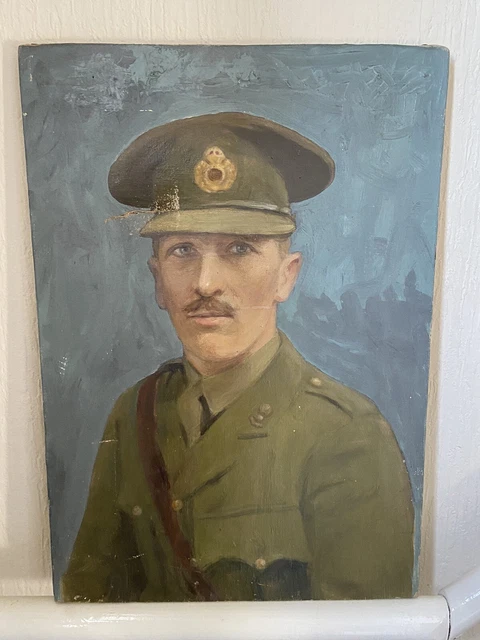 WW2 PERIOD BRITISH Army Royal Engineers Officers Acrylic Painting ...