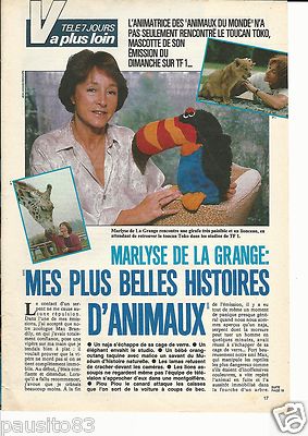 COUPURE DE PRESSE Clipping 1986 Marlyse de la Grange et les Animaux (2 pages) EUR 5,00 - PicClick FR