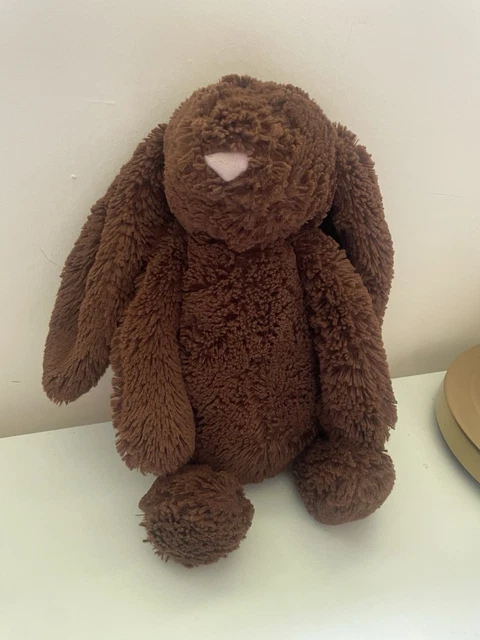 JELLYCAT MEDIUM BASHFUL Chocolate Bunny - 12" Plush Dark Brown Soft Toy ...