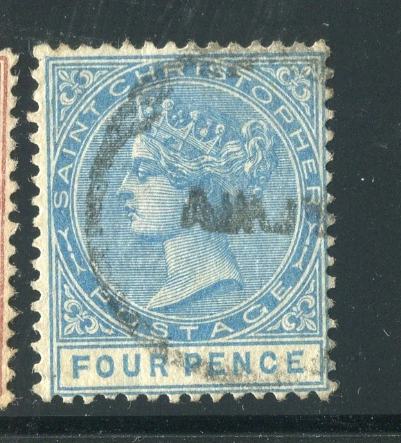 ST.CHRISTOPHER; 1882 EARLY classic QV issue fine used hinged 4d. value ...