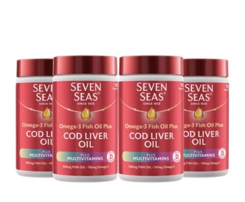 SEVEN SEAS COD Liver Oil Plus Multivitamins 4x90 Capsules 1 Year Supply ...
