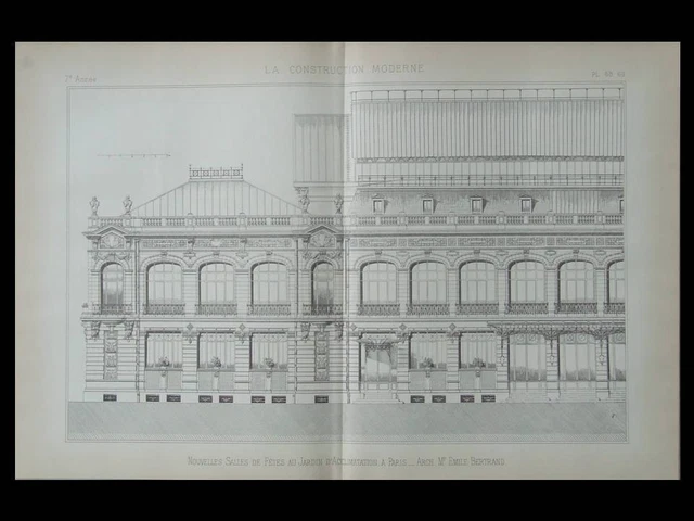 PARIS, JARDIN D'ACCLIMATATION -1892- Grande Planche Architecture -Emile ...