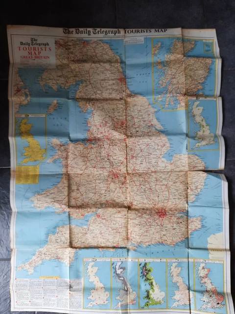 LARGE VINTAGE DAILY Telegraph Tourist Map Of Great Britain 1974 £2.00 ...