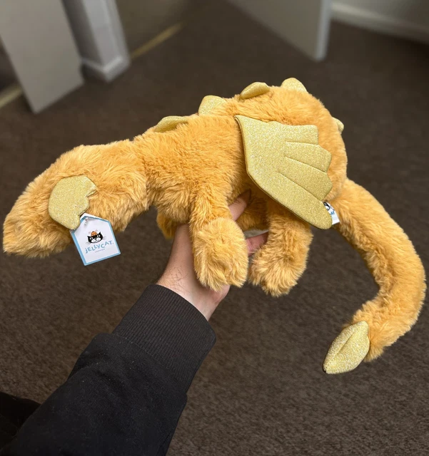 JELLYCAT FLUFFY COLLECTIBLE Large Sparkly Golden Dragon Plush Cuddly ...