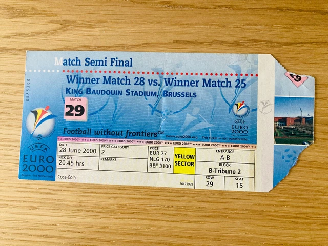 TICKET UEFA EURO 2000 1/2 Semi Finale France - Portugal !! EUR 29,99 ...