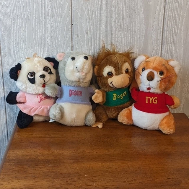 VTG SHIRT TALES 80's Plush stuffed animals Rick, Bogey, Pammy, Digger ...
