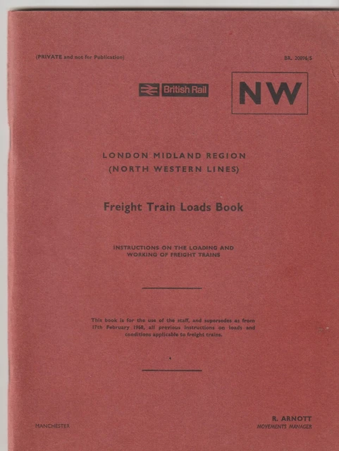 BRITISH RAILWAYS MIDLAND (North Western Lines) Freight Train Loads Book ...